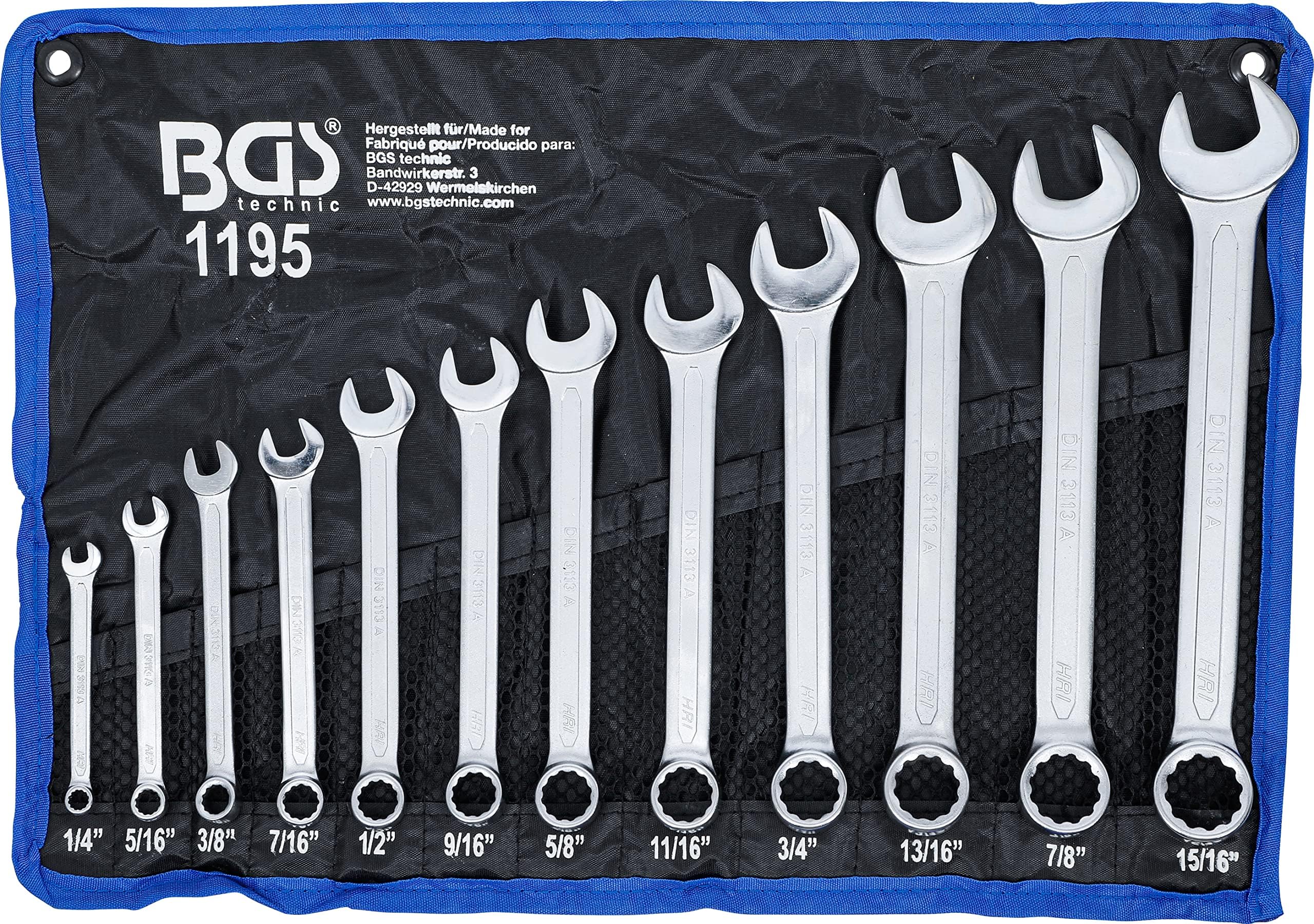 BGS 1195 | Combination Spanner Set | Inch Sizes | 1/4" - 15/16" | 12 ...