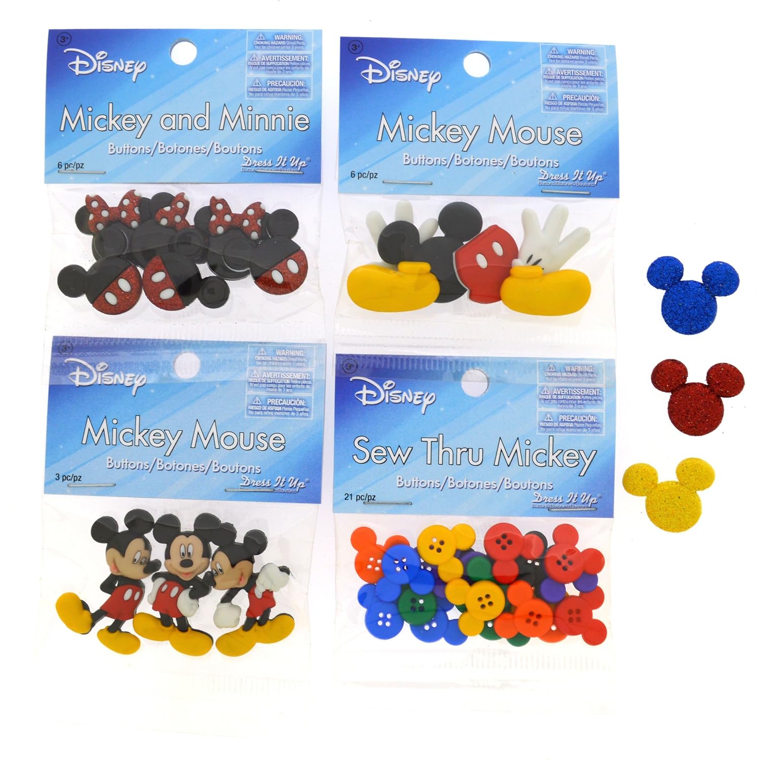 Dress It Up Disney Mickey Mouse Button Embellishment Assortment - 4 ...