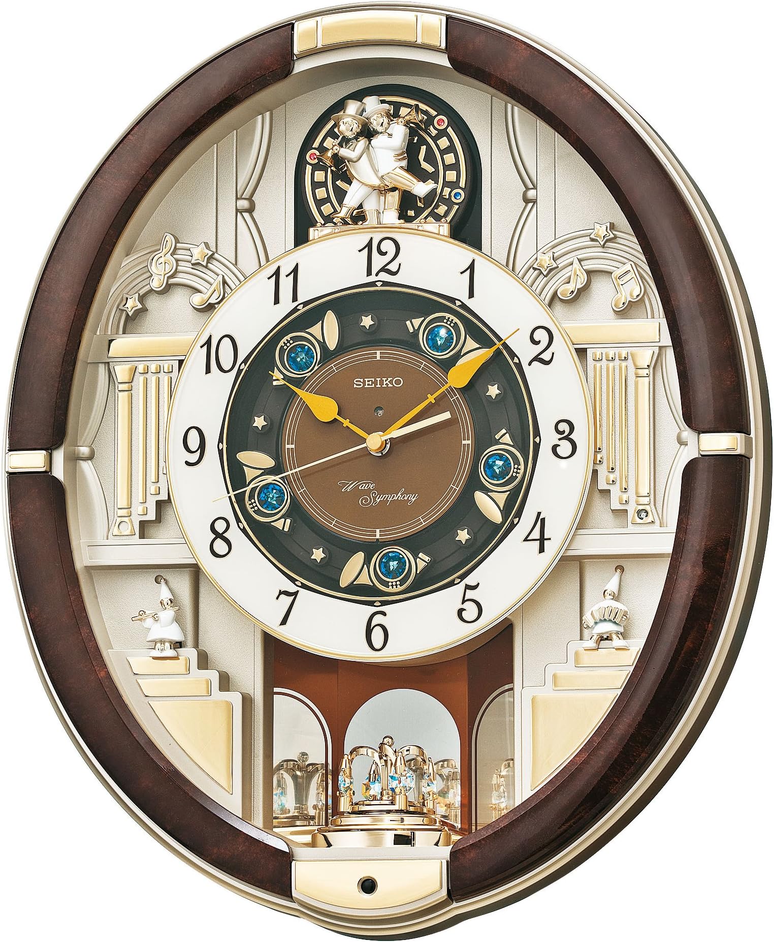 Amazon.co.jp: セイコー クロック 掛け時計 電波 アナログ からくり 30曲 メロディ 回転飾り 濃茶 RE571B SEIKO ...