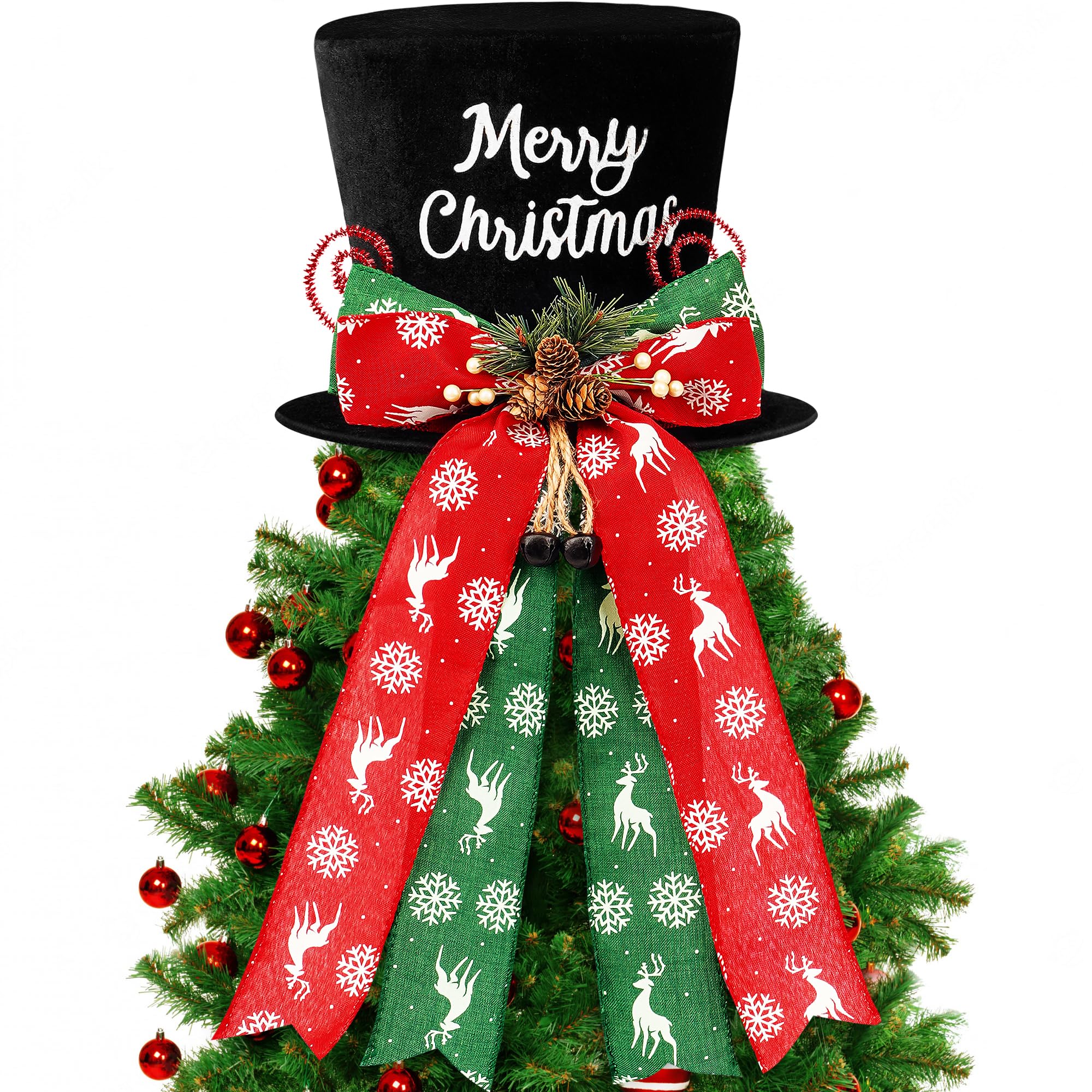Christmas Tree Topper Decorations Gifts, Collapsible Black Velvet Hat ...