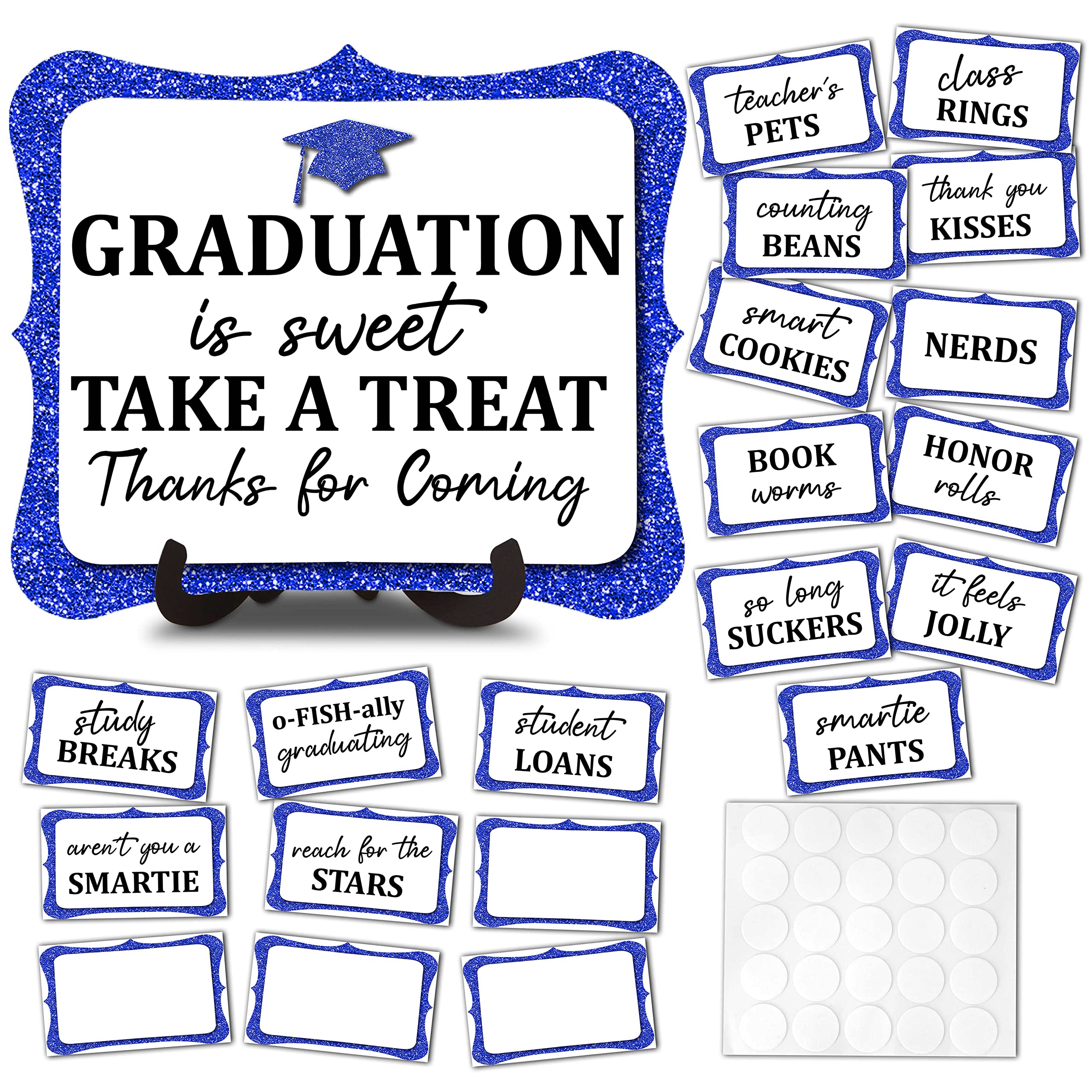 Amazon.com: 20PCS Graduation Candy Buffet Labels, 1 Blue Glitter ...