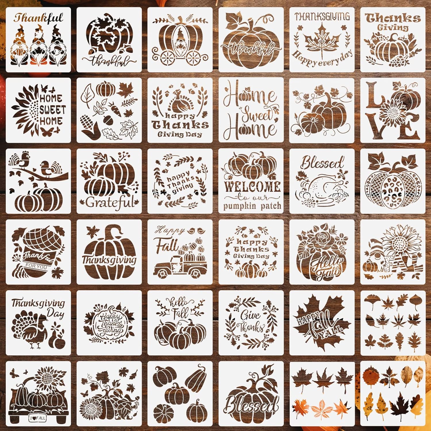 Amazon.com : 36 Pcs Fall Stencils Thanksgiving Day Painting Stencils 5. ...