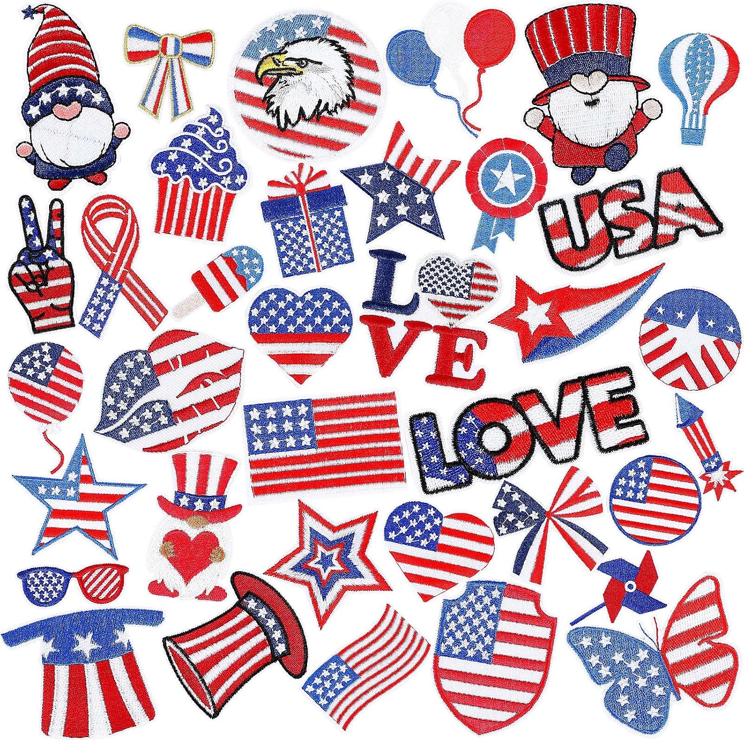 Amazon.com: AUGSUN 36pcs Independence Day Iron on Patches 4th of July ...