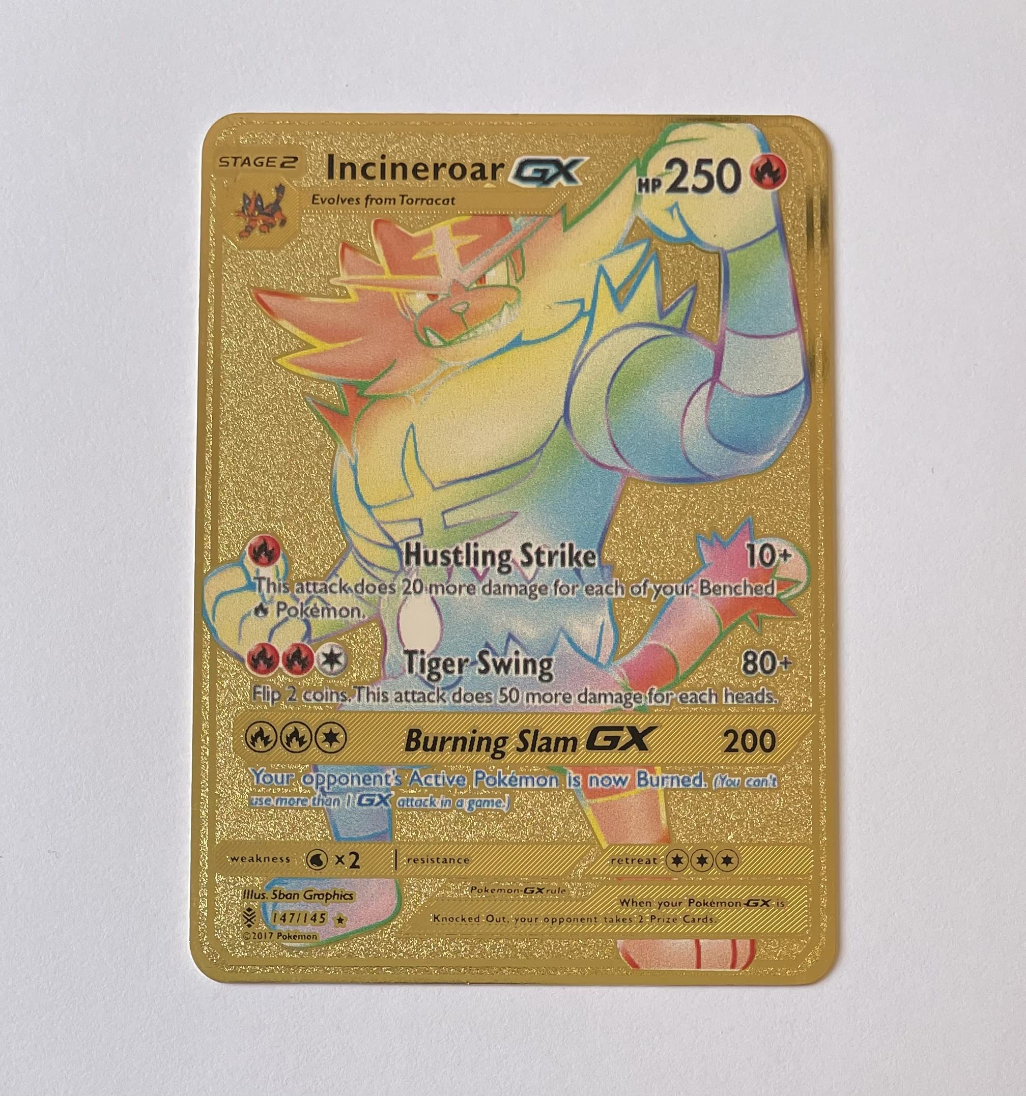 Buy **Incineroar Stage 2 GX HP 250**Pokemon Gold Metal Collectible Card ...