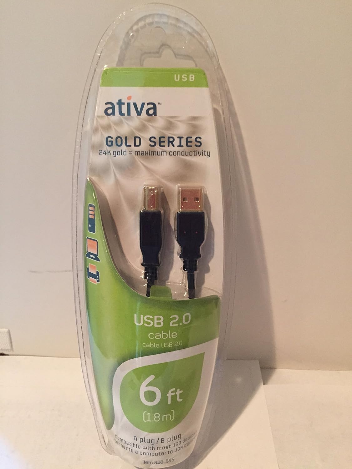 Amazon.com: Ativa USB 2.0 Cable, 6 ft, Gold Series : Electronics