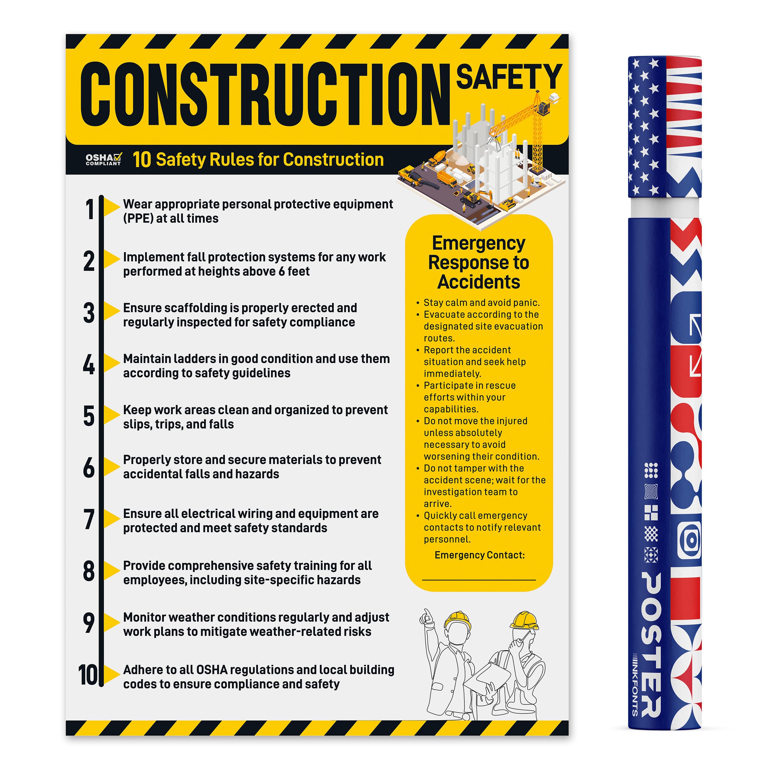 Buy Construction Safety , 18"x24" OSHA Compliant Construction Safety ...