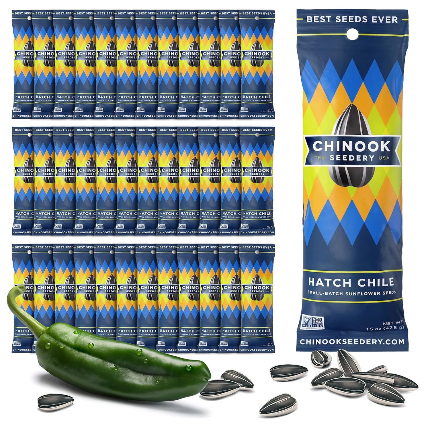 Amazon.com : Chinook Seedery Roasted Sunflower Seeds to Eat - 1.5 oz ...