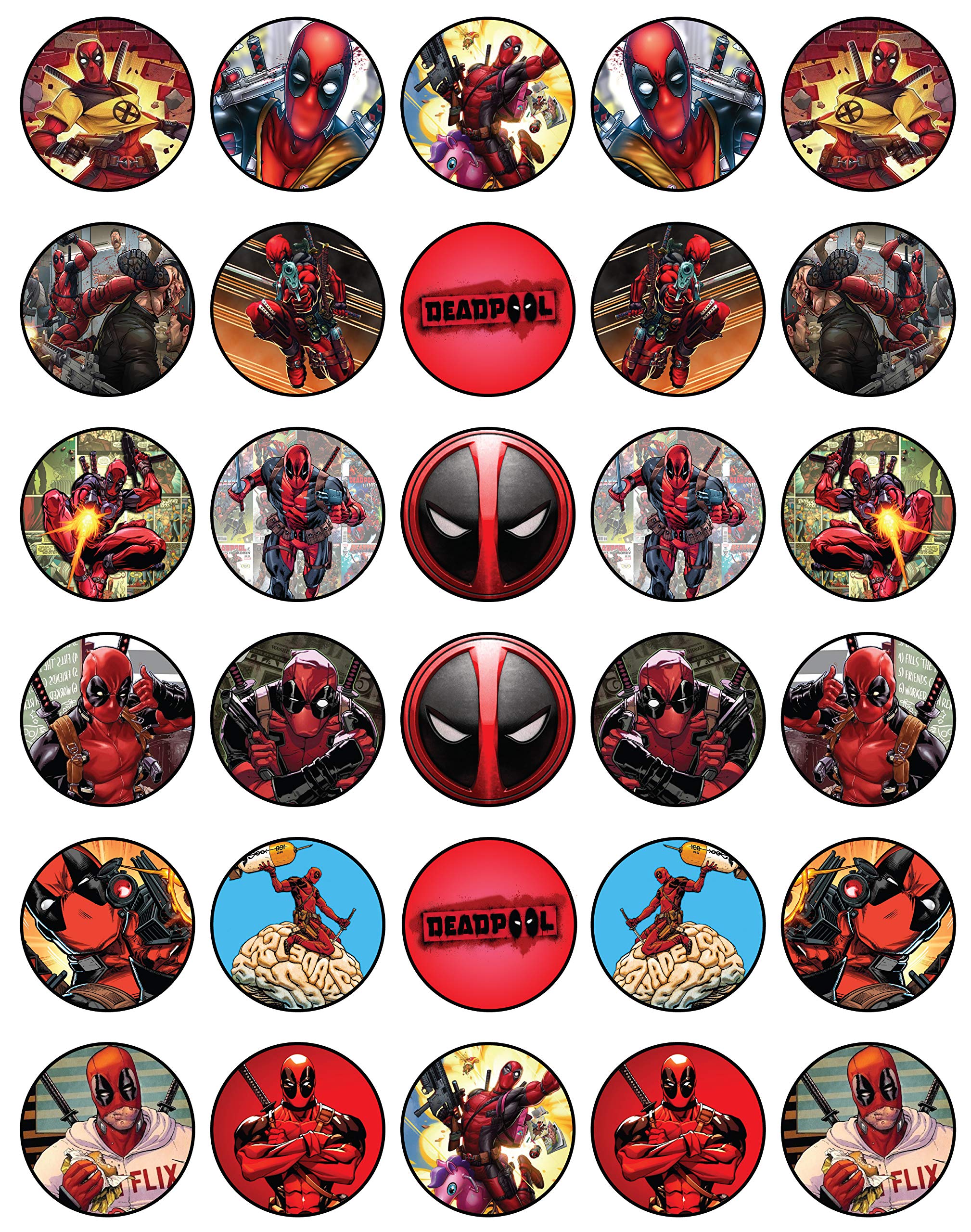 Buy 30 x Edible Cupcake Toppers Themed of Deadpool Awesome Collection ...