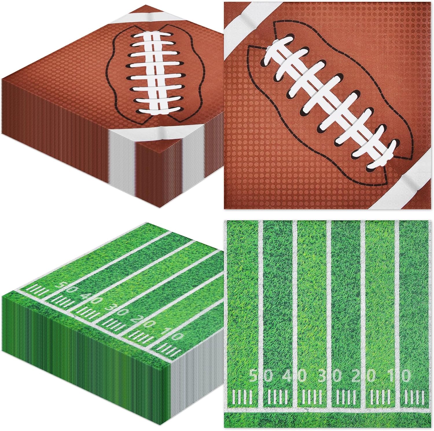 Amazon.com: 80 Count Football Paper Napkins - 2 Pattern 13 x 13 Inches ...
