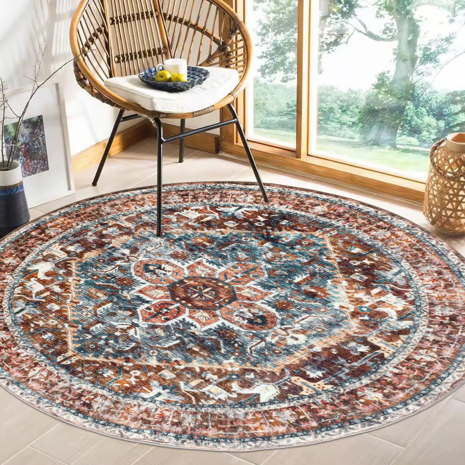 Amazon.com: KOZYFLY Boho Round Rug 5 Ft Rugs for Entryway Washable ...