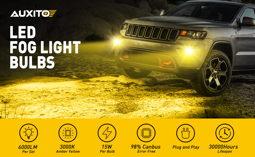 H3 LED Fog Lights Bulb Yellow 3000K | Super Bright 30W COB Chips ...