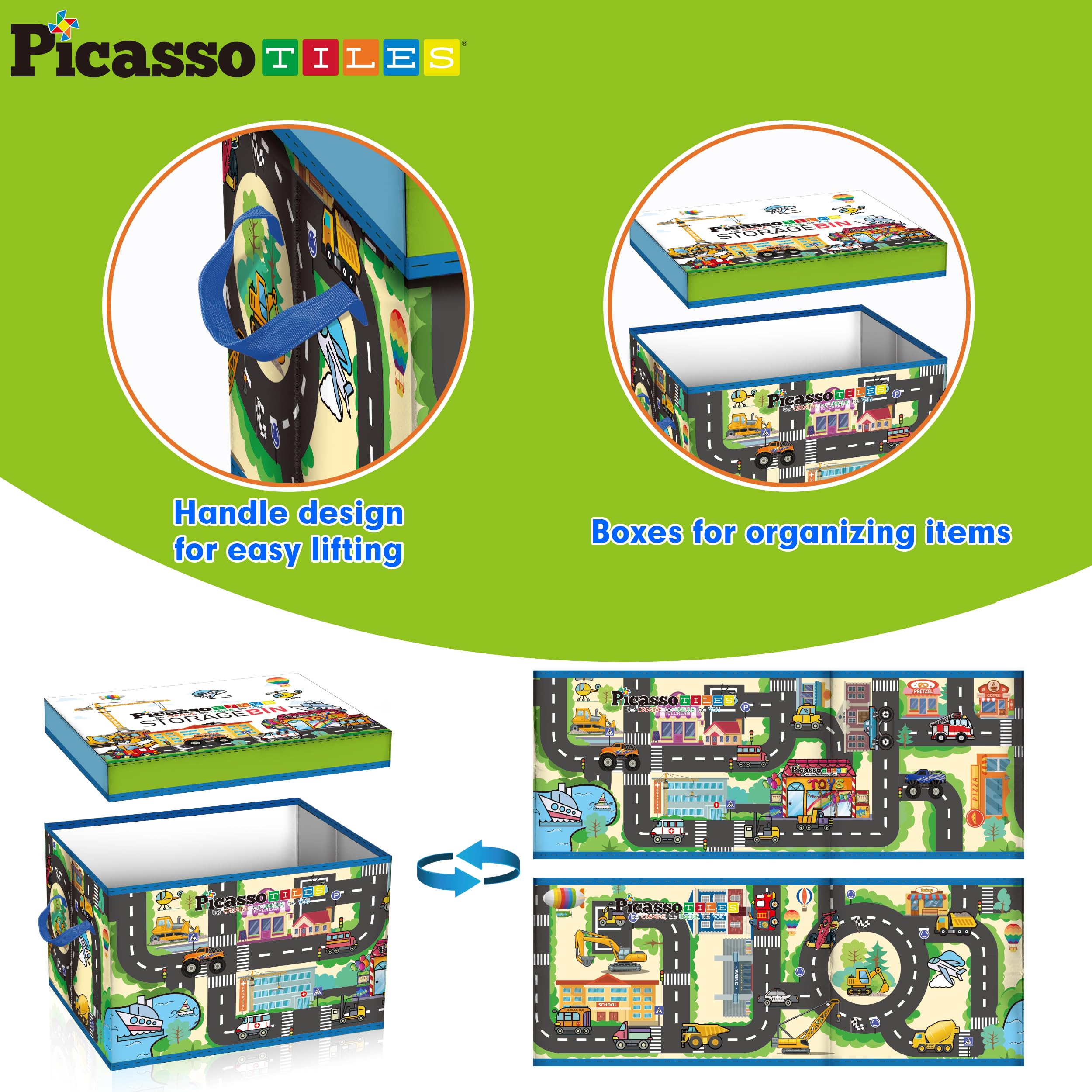 Snapklik.com : PicassoTiles Magnet Tile Toy Organizer Foldable City ...