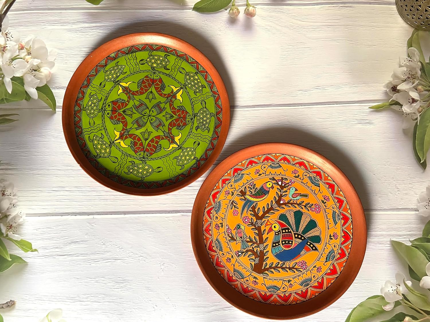 Buy Creative Displays by Yo Madhubani Handpainted Terracotta Decorative ...