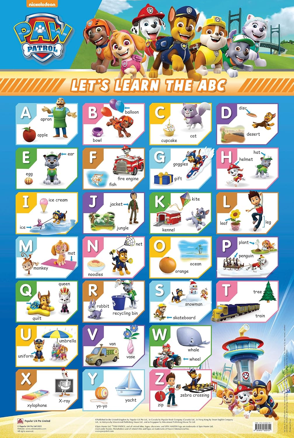 PAW Patrol Wall Chart: Learn the ABC: Popular Book Company ...