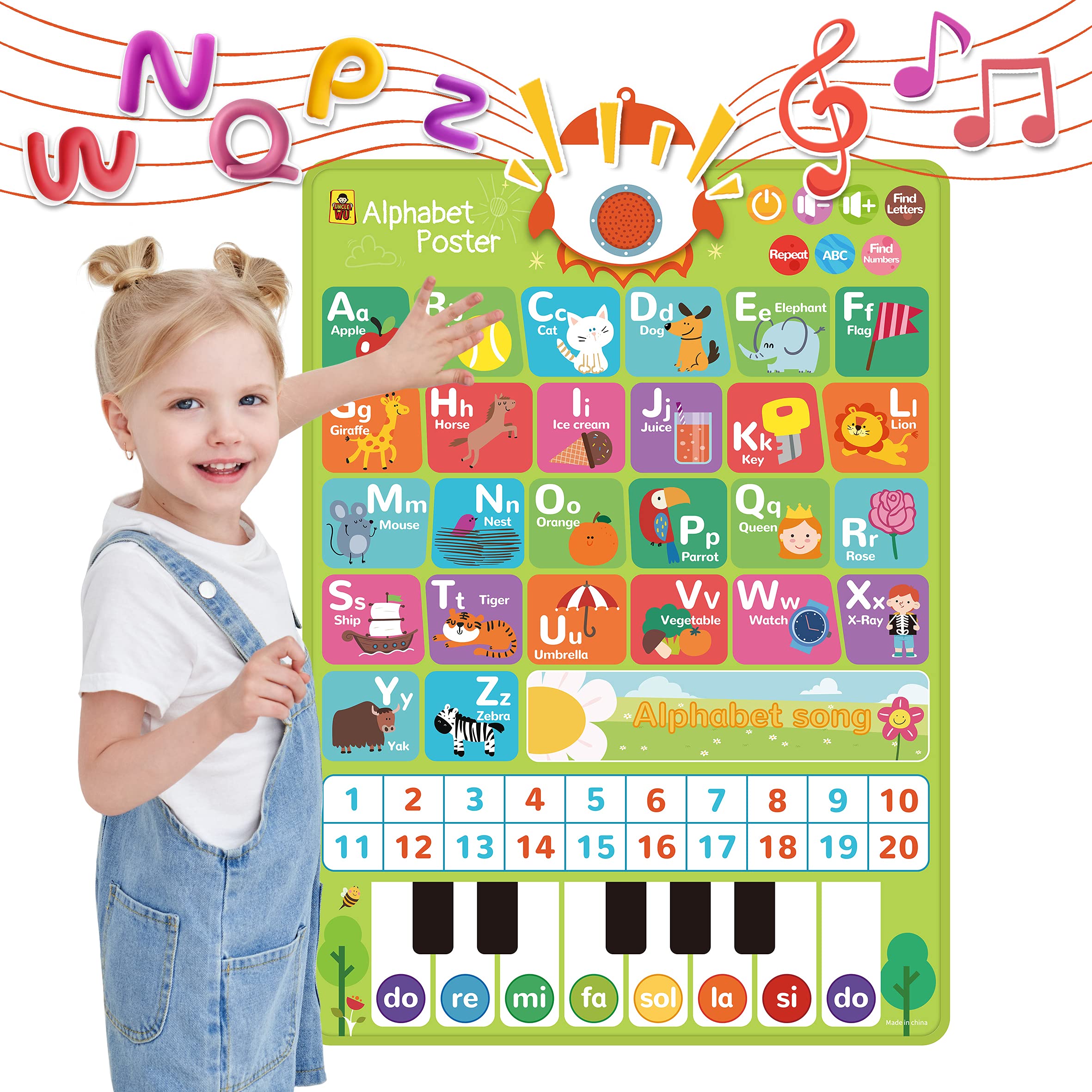 Buy UNCLE WU Interactive Alphabet Wall for Kids,Educational Talking ABC ...