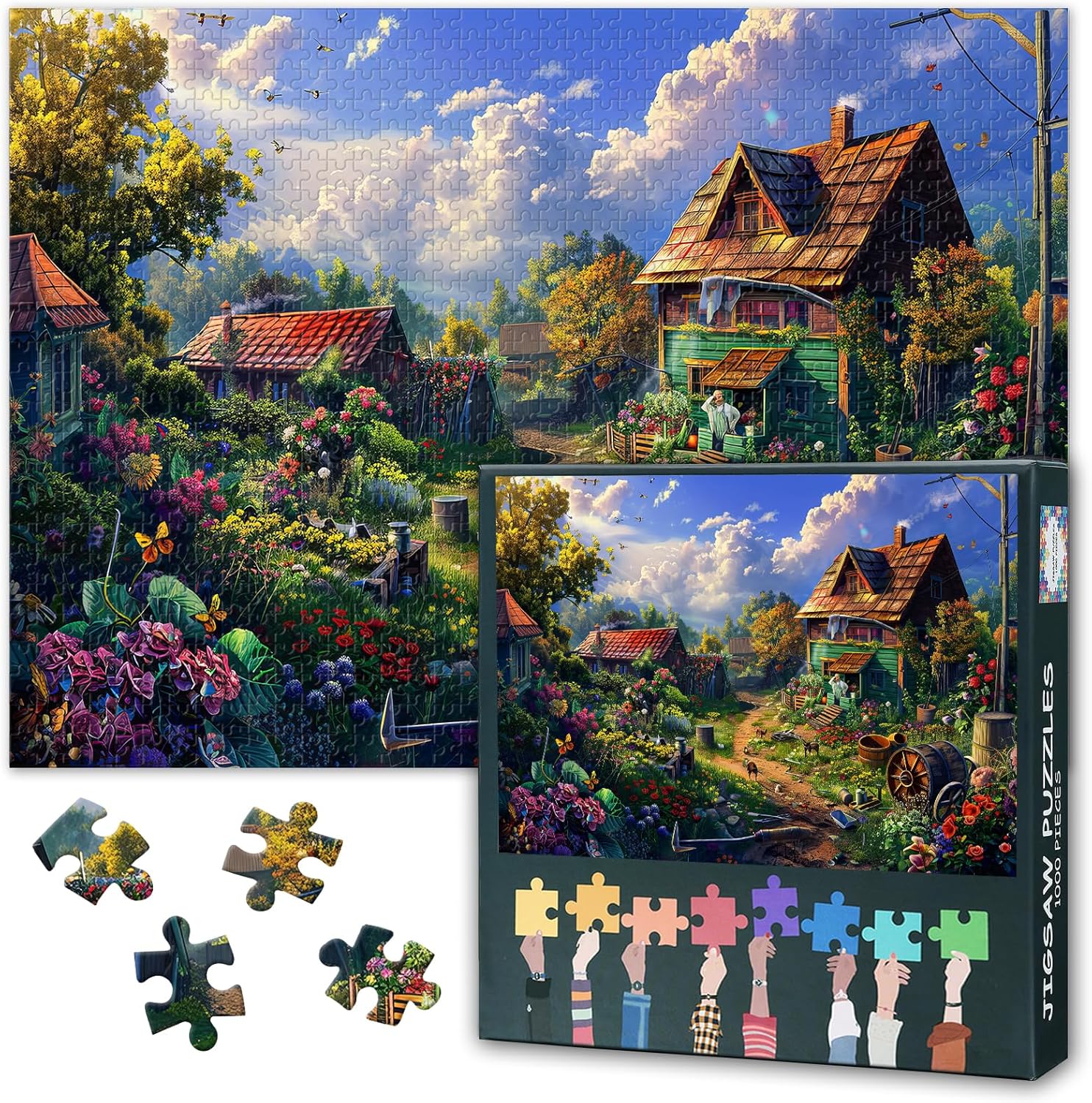 Amazon.com: 1000 Pieces Puzzle for Adults Blooming Flowers, Peaceful ...