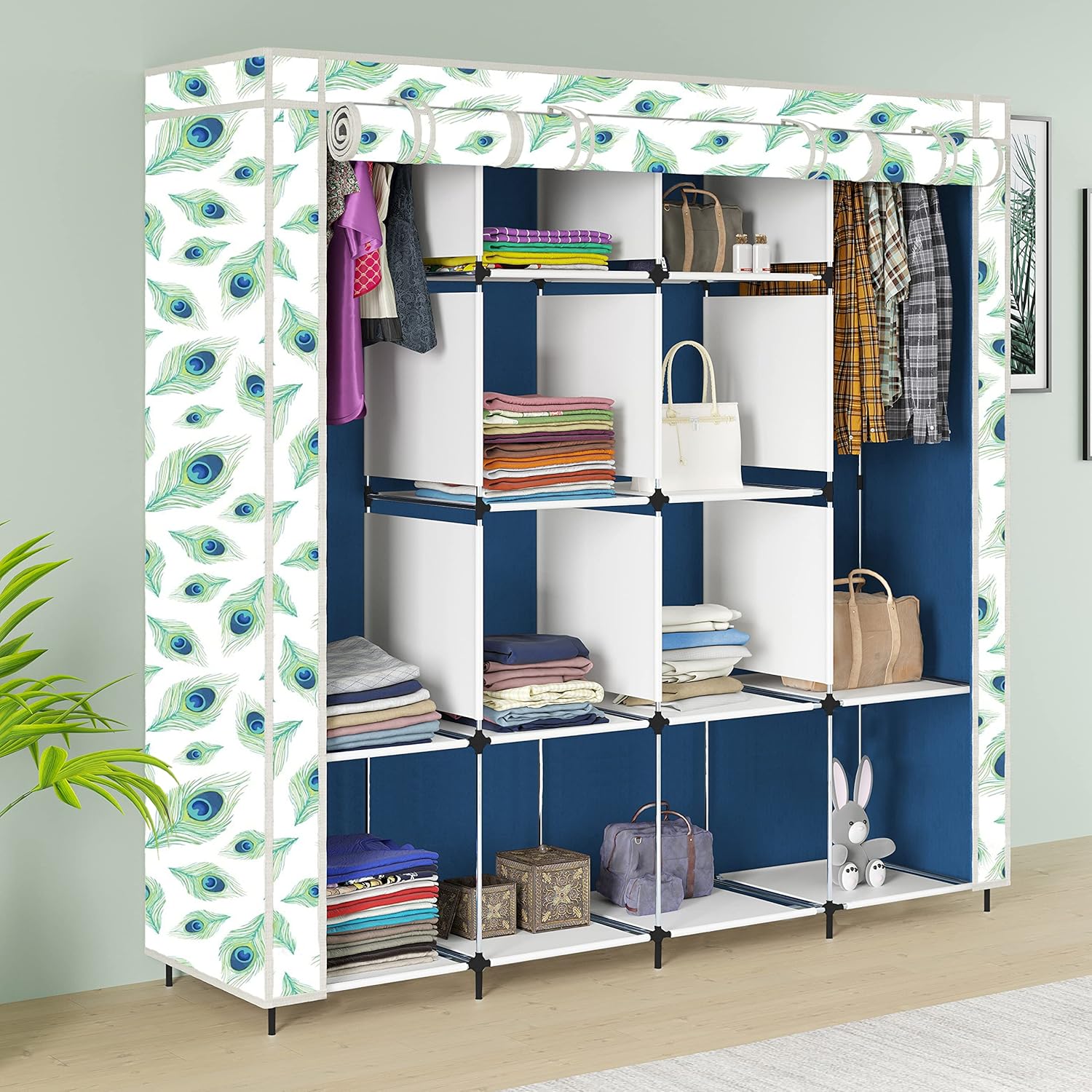 Maison & Cuisine® Printed Collapsible Wardrobe Portable Foldable Closet ...