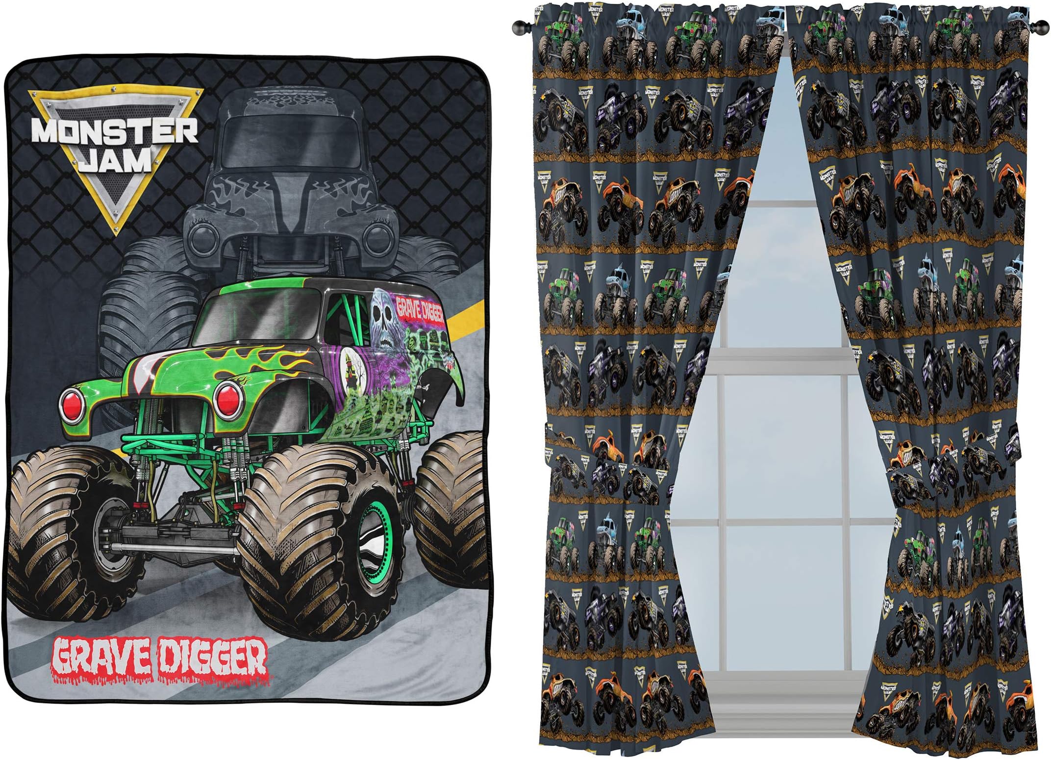 Amazon.com: Monster Jam Slash Blanket 5-Piece Bundle-Includes Throw ...