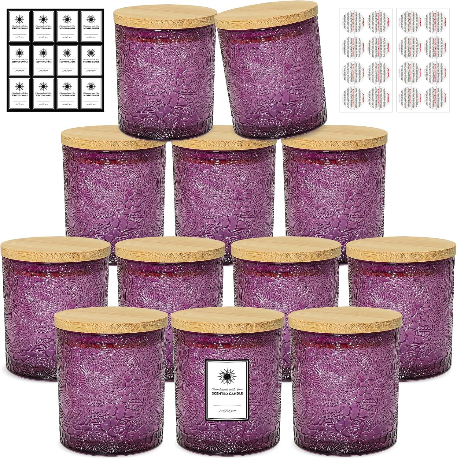 Amazon.com: SUPMIND 8oz Embossed Candle Jars for Making Candles, 12 ...