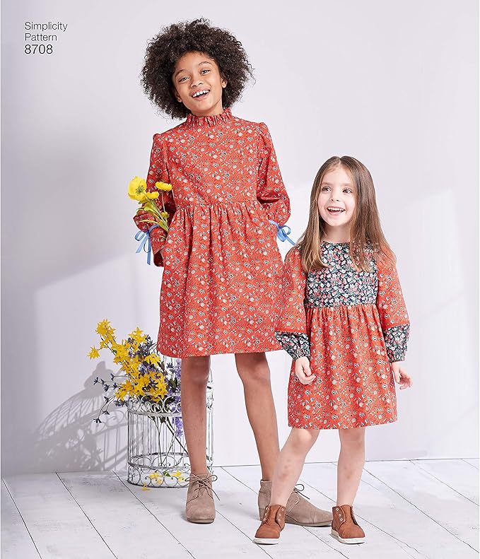 Amazon.com: Simplicity Child's and Girl's Trimmed Dress Sewing Patterns ...
