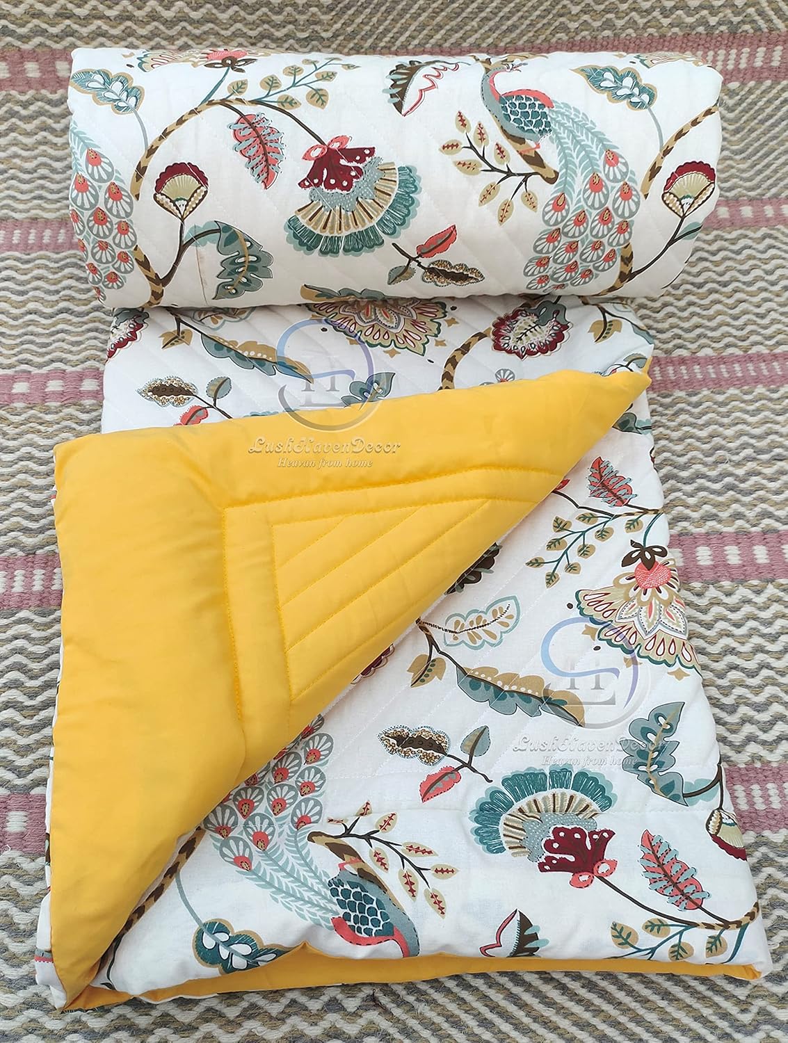 Buy HASHIREX 250 GSM Single Bed Jaipuri Razai Microfiber Filled Jaipuri ...