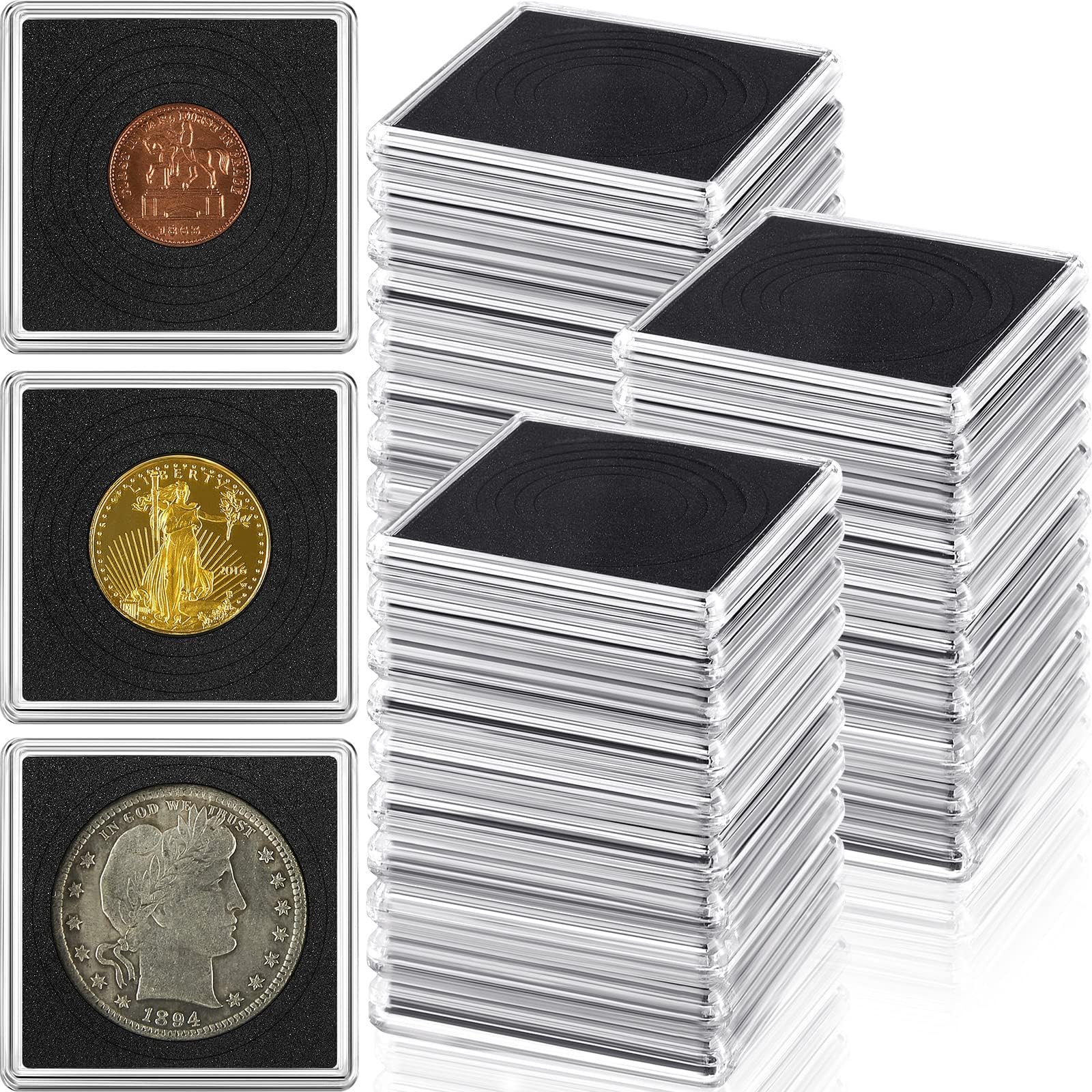 Amazon.com : 30 Pcs Coin Cases for Collectors Coin Display Case Acrylic ...