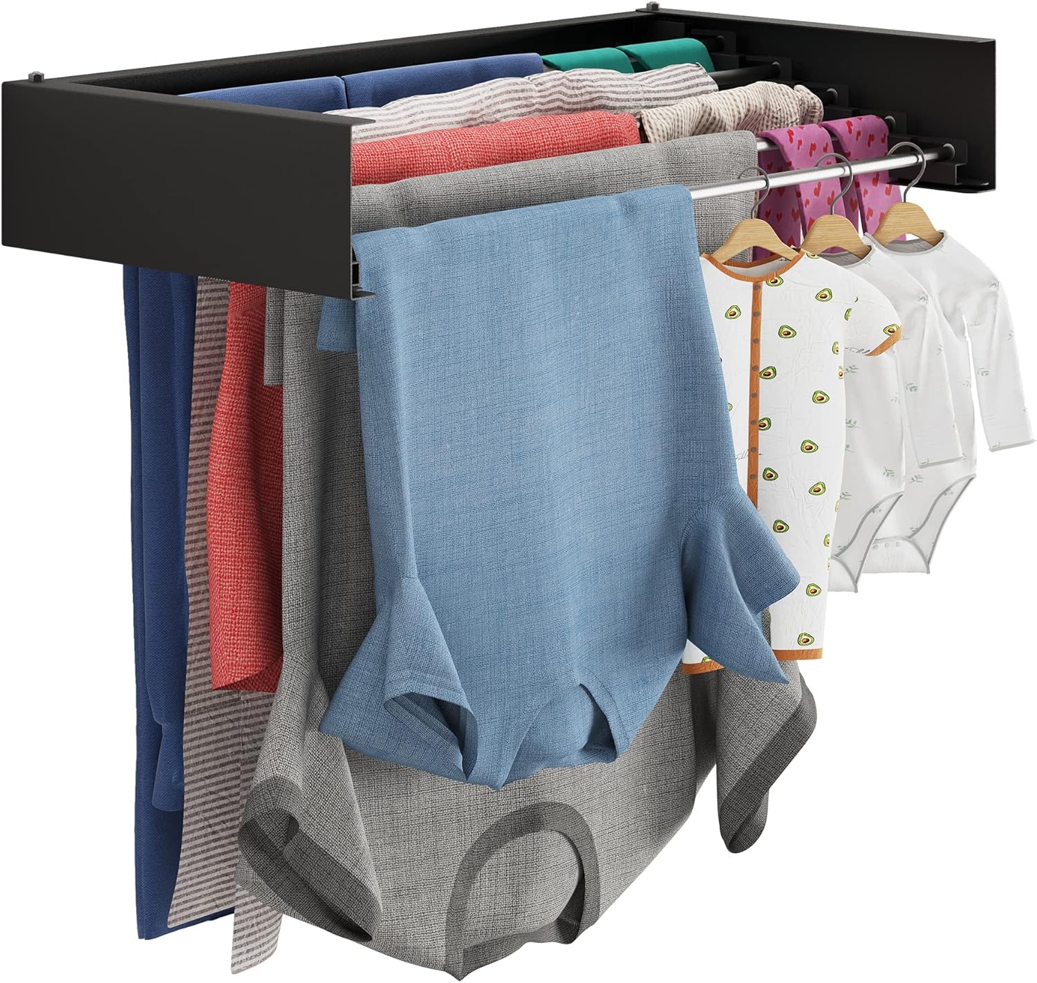 Amazon.com: brightmaison BGT Retractable Clothes Drying Rack Wall ...