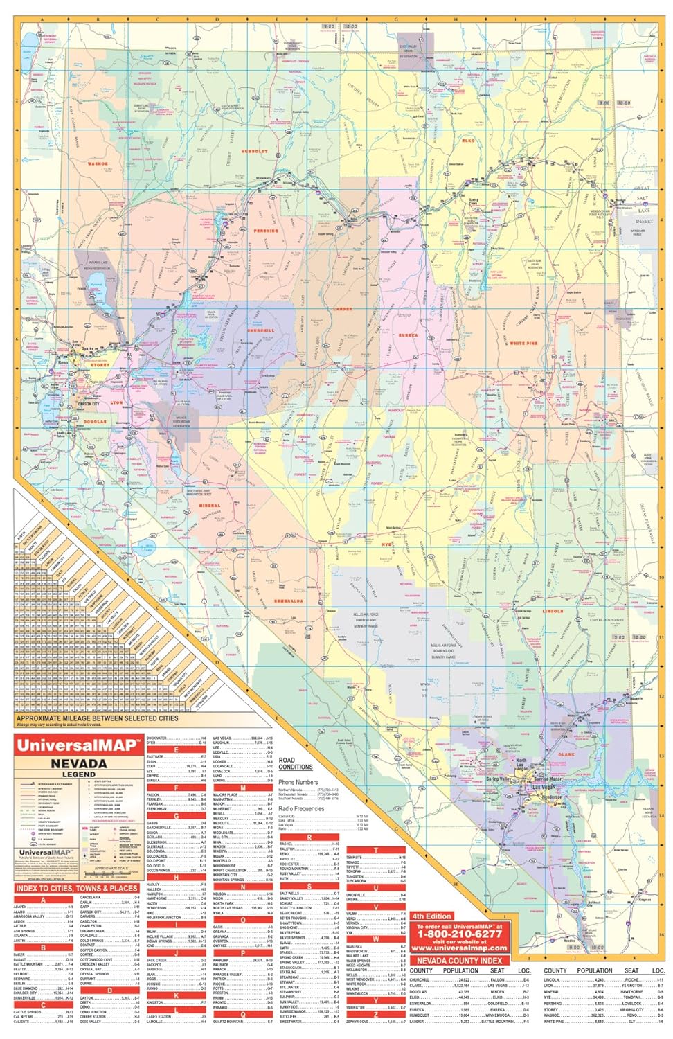 Nevada State Wall Map - 42x66- Laminated on roller: Kappa Map Group ...