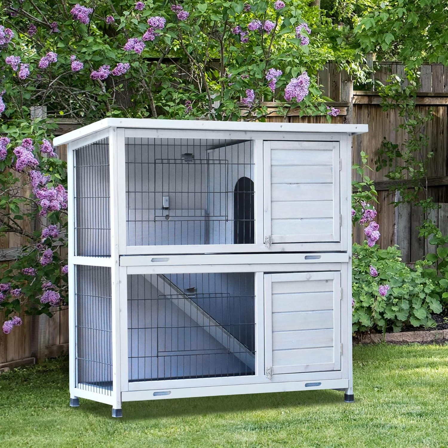 Amazon.com: SumKea 41" 2-Story Rabbit Hutch Outdoor, Large Rabbit Hutch ...