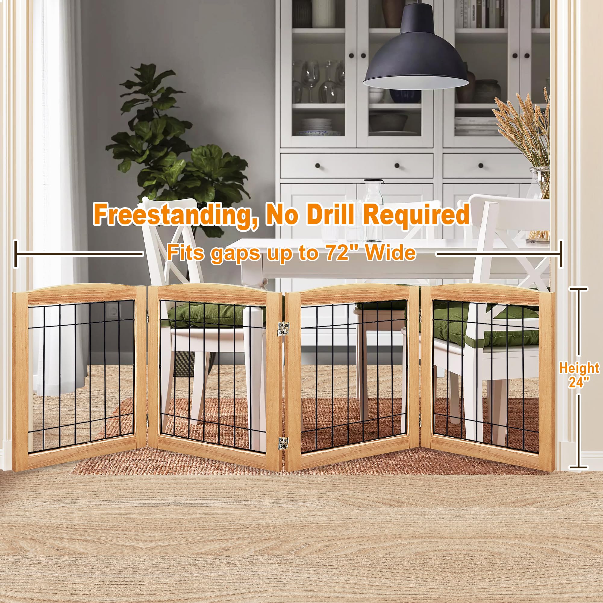 Snapklik.com : LZRS 4-Panel Extra-Wide Wooden Freestanding Dog Gate ...