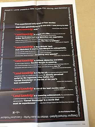 Carnal Knowledge movie poster original 1971, Jack Nicholson at Amazon's ...