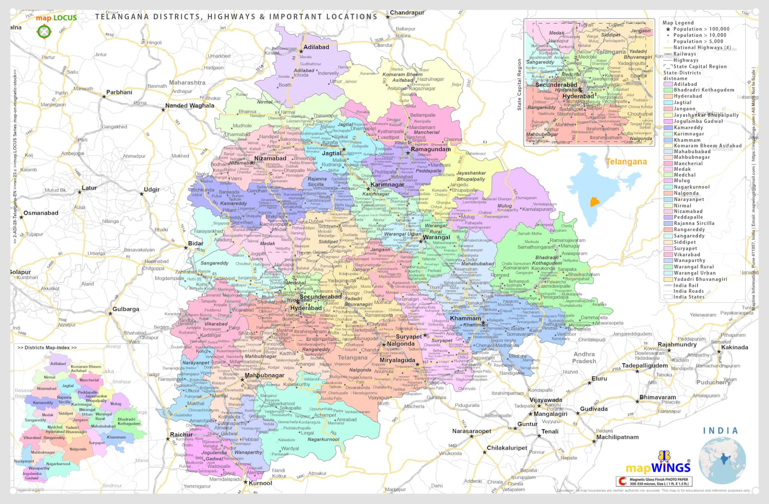 Telangana Map With Districts Telangana New Districts Names 2016 ...
