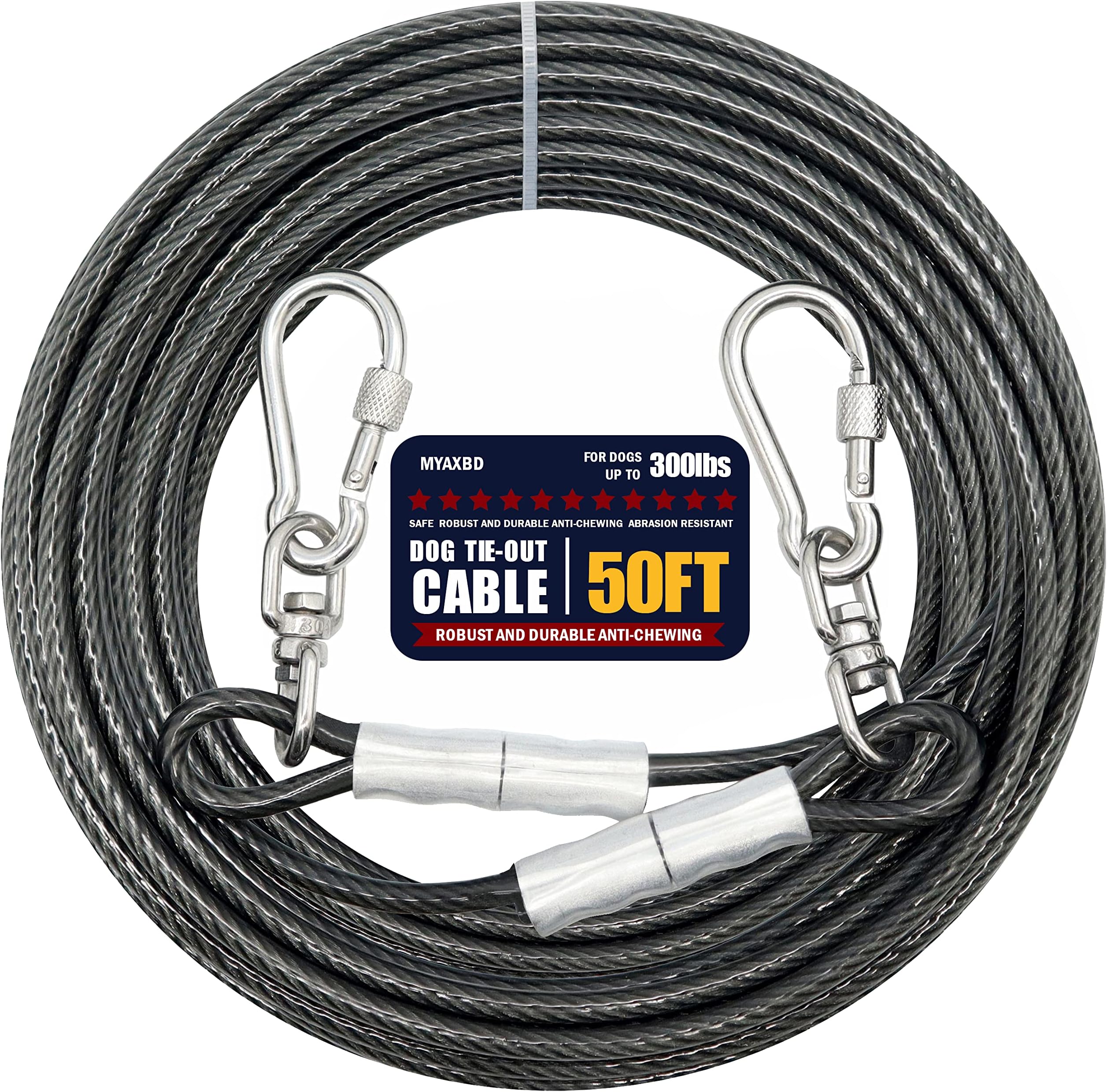 Amazon.com : MYAXBD Dog Tie Out Cable 50 Feet - Dog Leads for Yard ...
