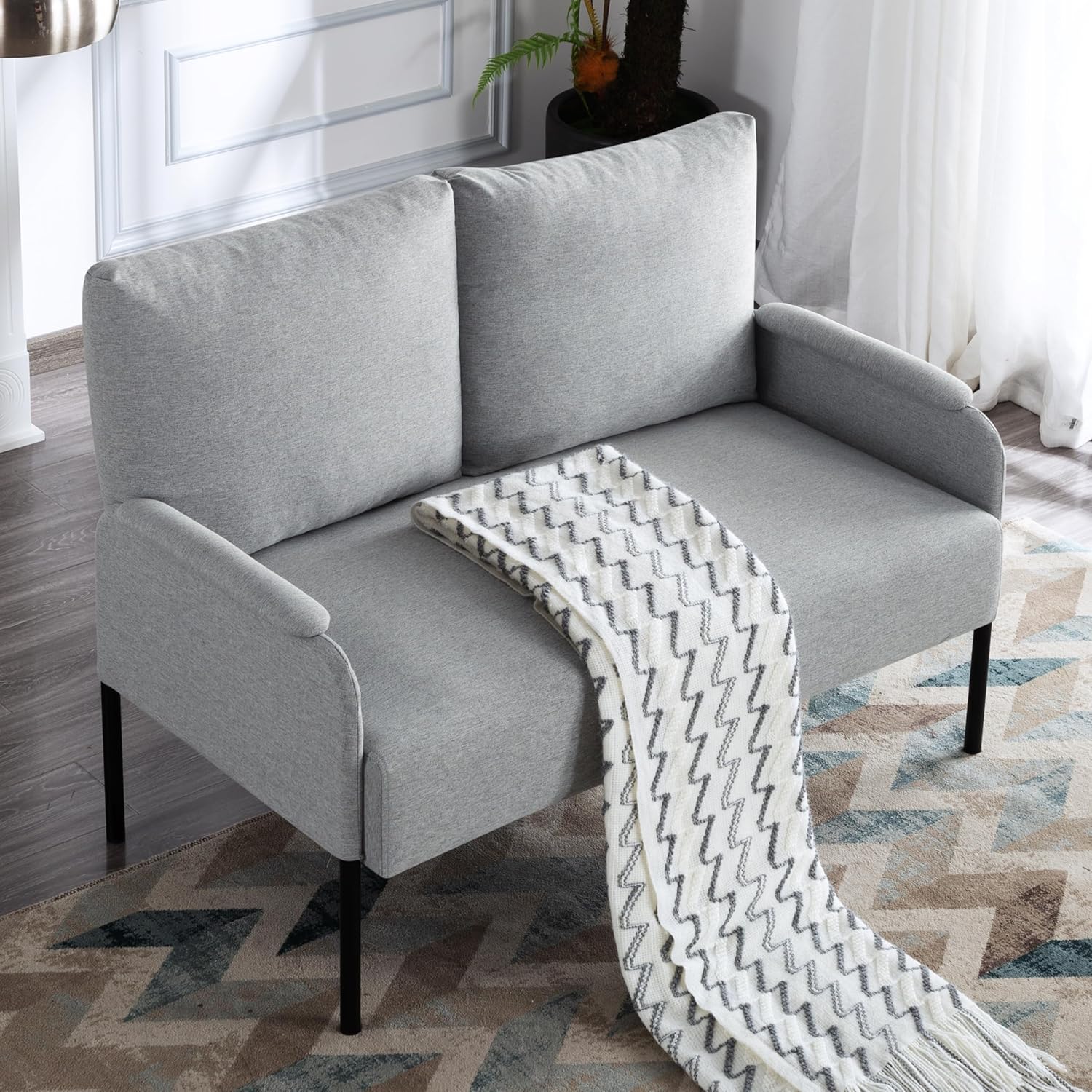 Amazon.com: UOCFYK 45.7”Metal Loveseat Couch with Armrest for Small ...