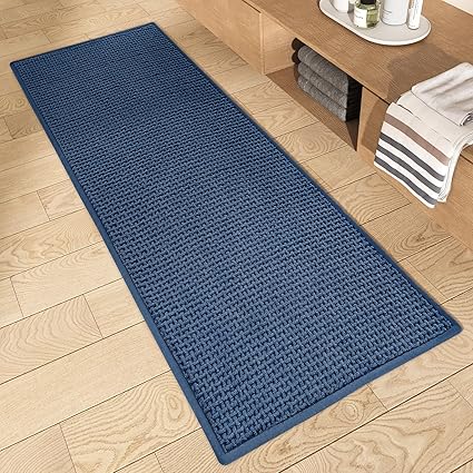 Amazon.com: Color&Geometry Navy Blue Bathroom Runner Rug- Non Slip ...