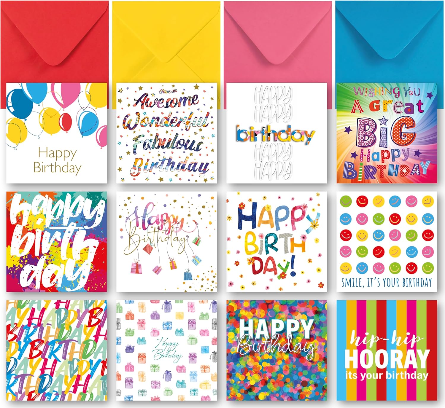 Birthday Cards Multipack of 24. Each Greeting Cards Multipack Includes ...