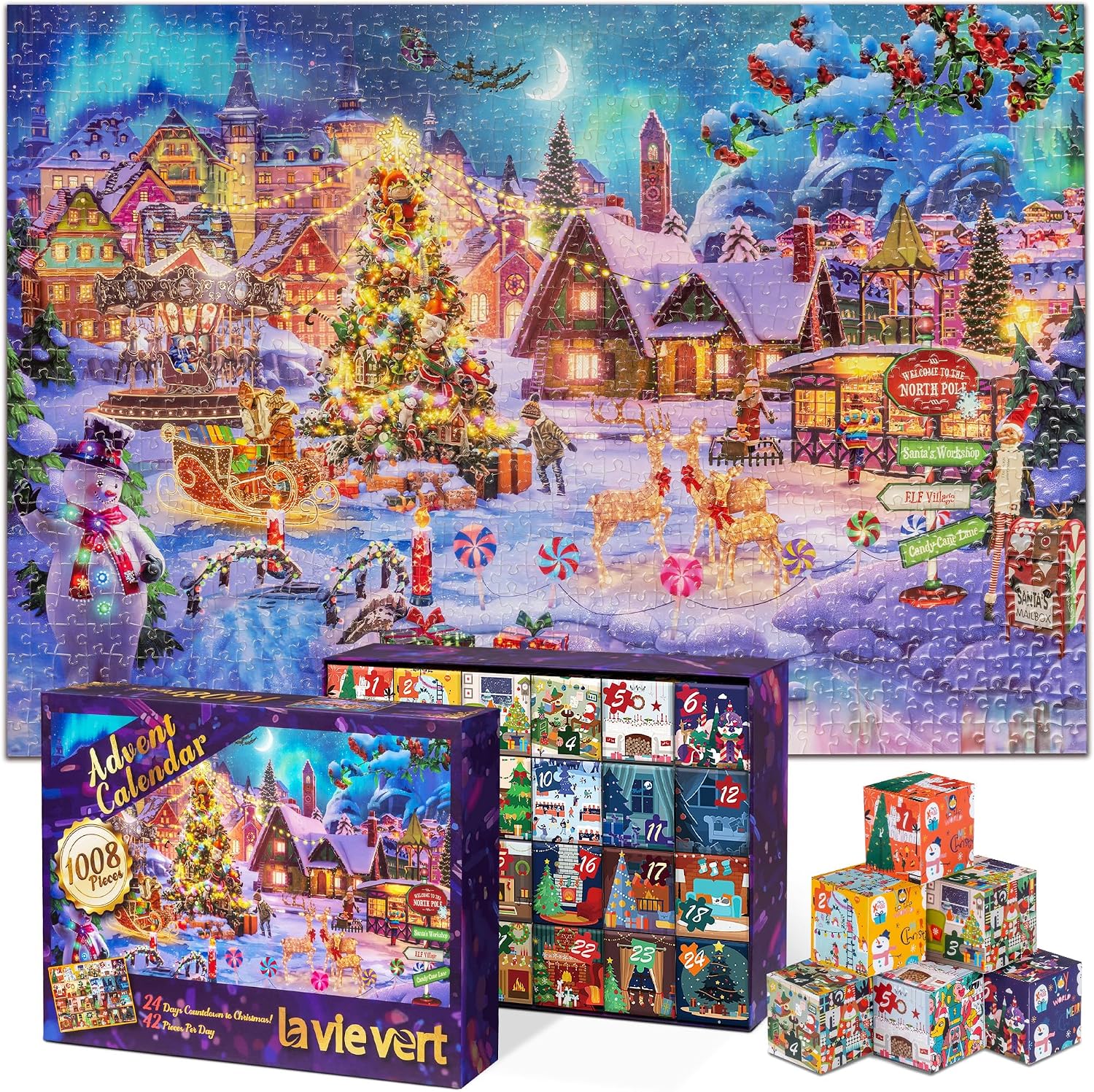 Amazon.com: Lavievert Advent Calendar 2025 Christmas Jigsaw Puzzle ...