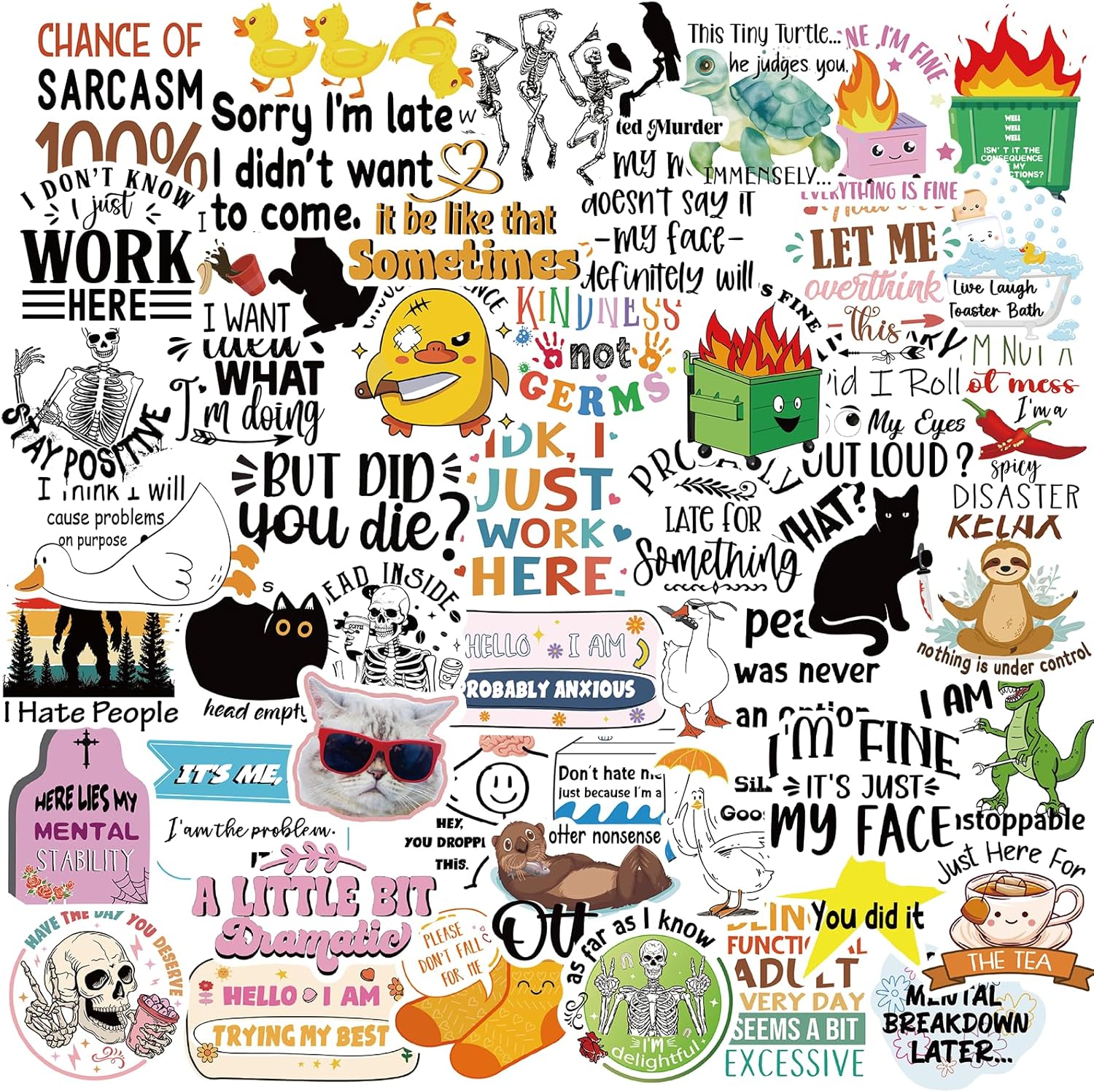 Amazon.com: Aposwow Funny Sarcastic Stickers for Adults - 50 Pcs Funny ...