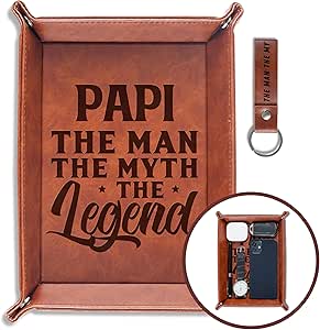 Amazon.com: INNObeta Papi Gifts Valet Tray, PU Leather Bedside Tray ...