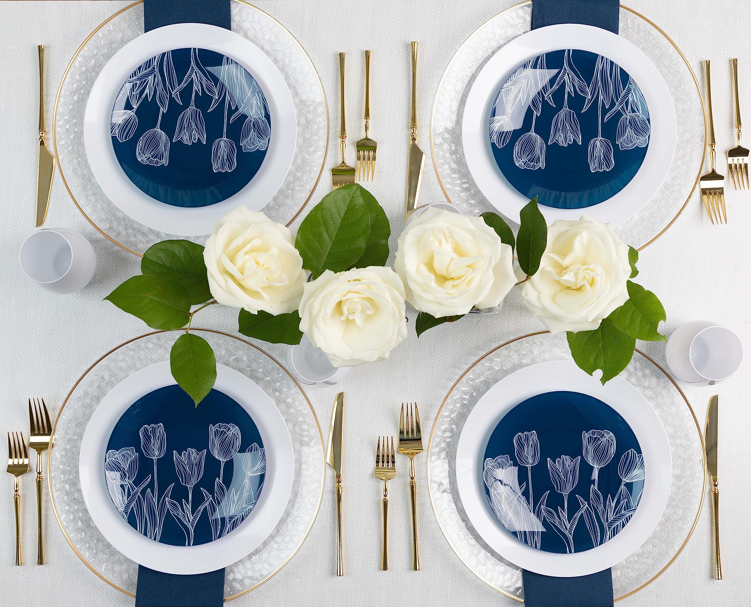 Snapklik.com : 128 Pack Elegant Disposable Plastic Plates Combo Set ...