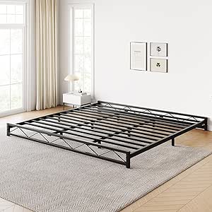 Amazon.com: IDEALHOUSE 6 Inch King Size Metal Platform Bed Frame with ...