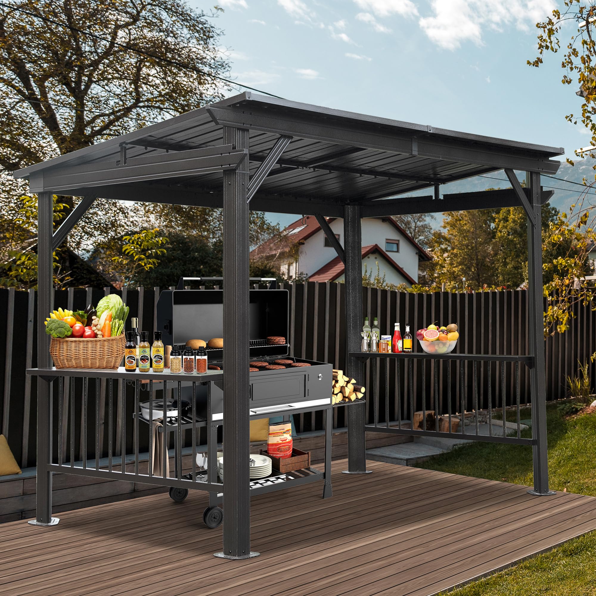 Amazon.com : Domi 6.5x12FT Hardtop Grill Gazebo, Outdoor BBQ Gazebo ...