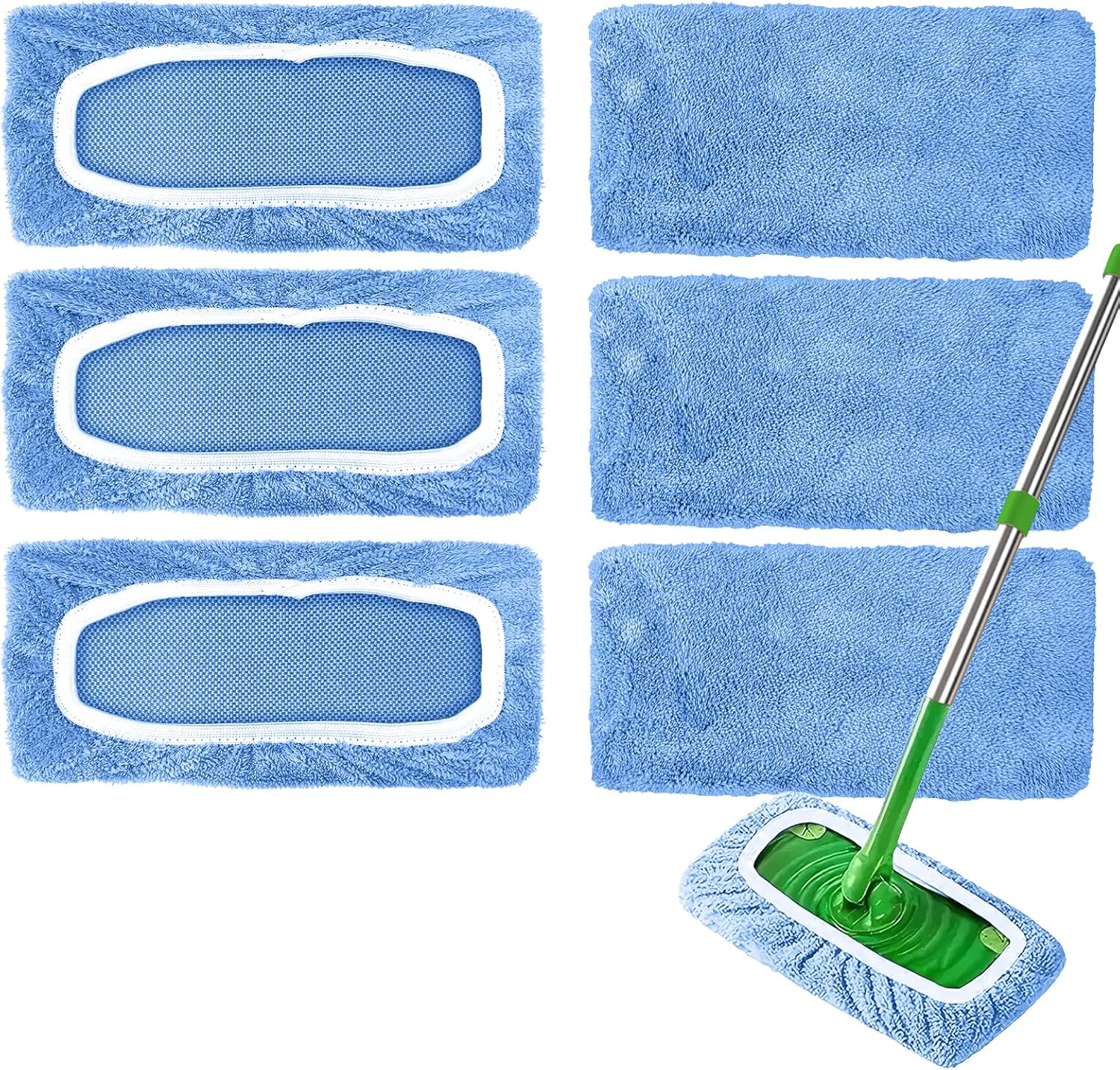 Amazon.com: 6 Pack Reusable Microfiber Mop Pads Compatible with Swiffer ...