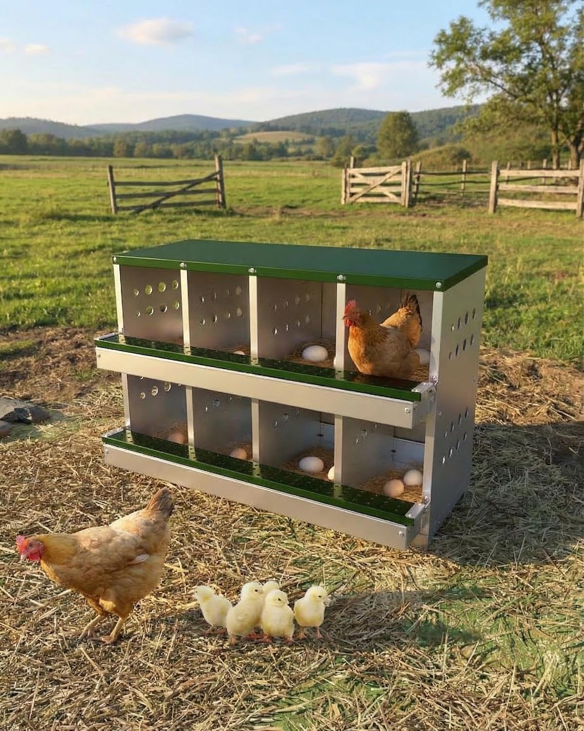 Amazon.com: Galvanized Steel Chicken Nesting Box with Front Egg Tray, 8 ...