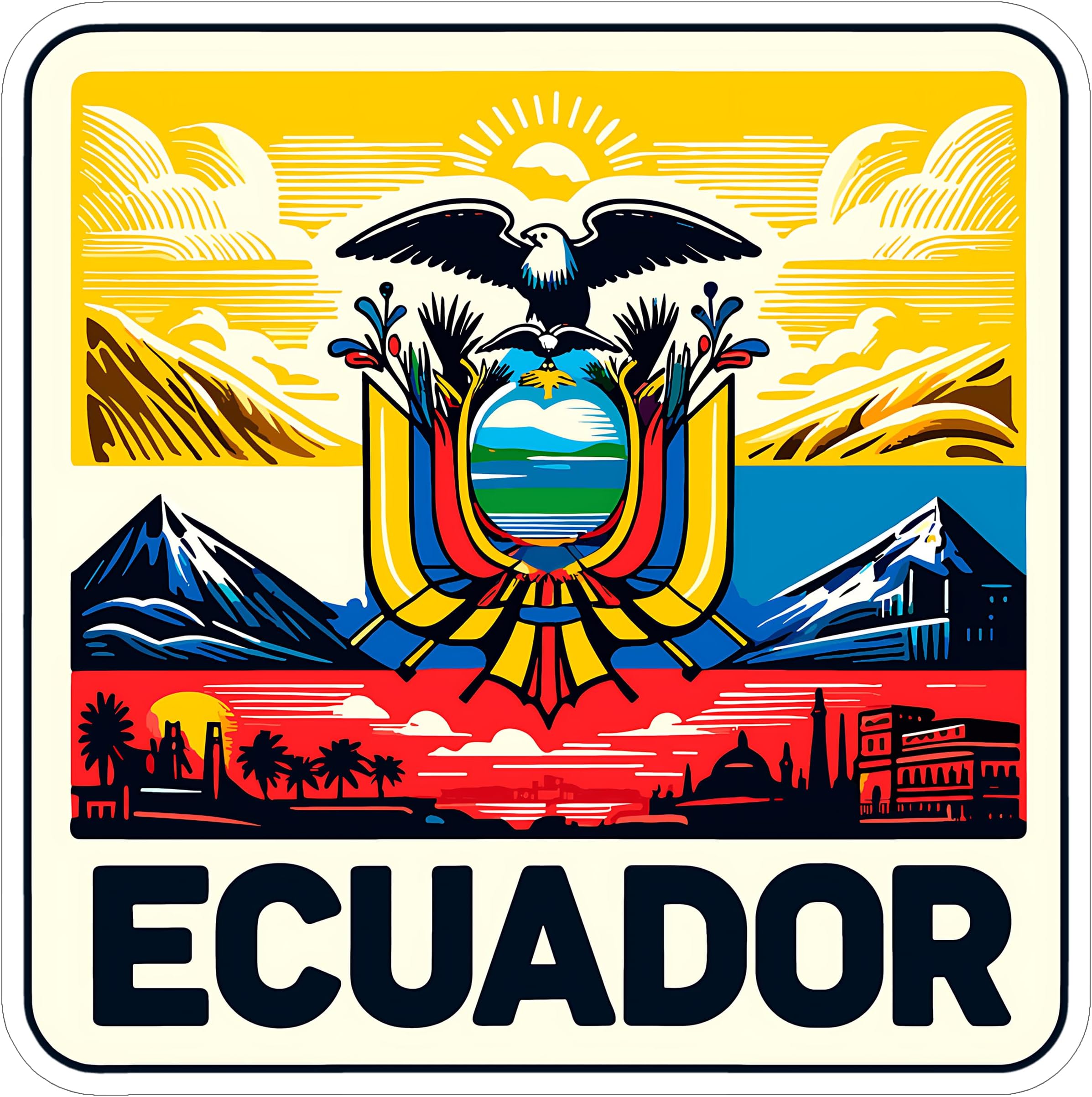 Amazon.com - Ecuador Flag Grunge Brush Style Ecuadorian Pride Sticker ...