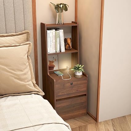 Amazon.com: Modern Smart Nightstand with Night Light & Charging Station ...