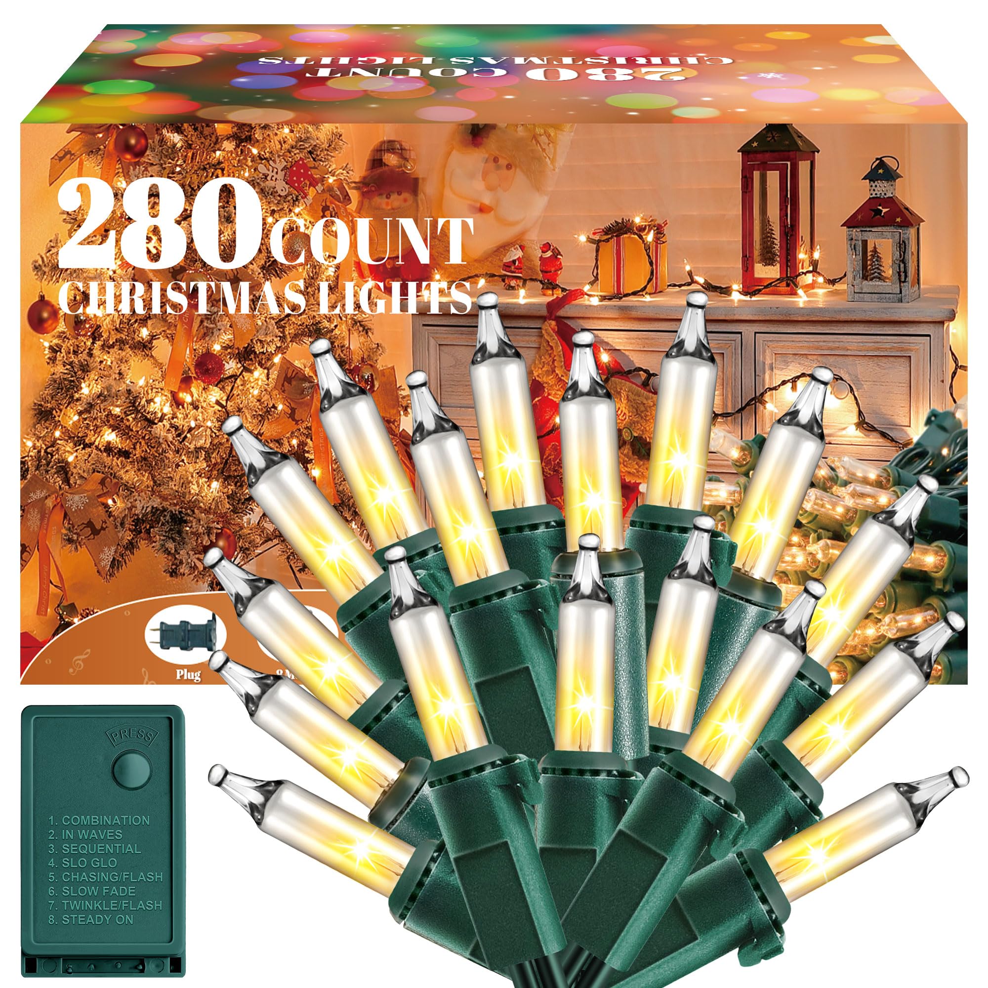 Amazon.com: Meonum Chasing Christmas Lights, 8 Function Controller 280 ...