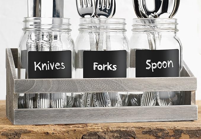 Amazon.com: Kitchen Utensil Holders - Set of 3 Glass Mason Jars Utensil ...