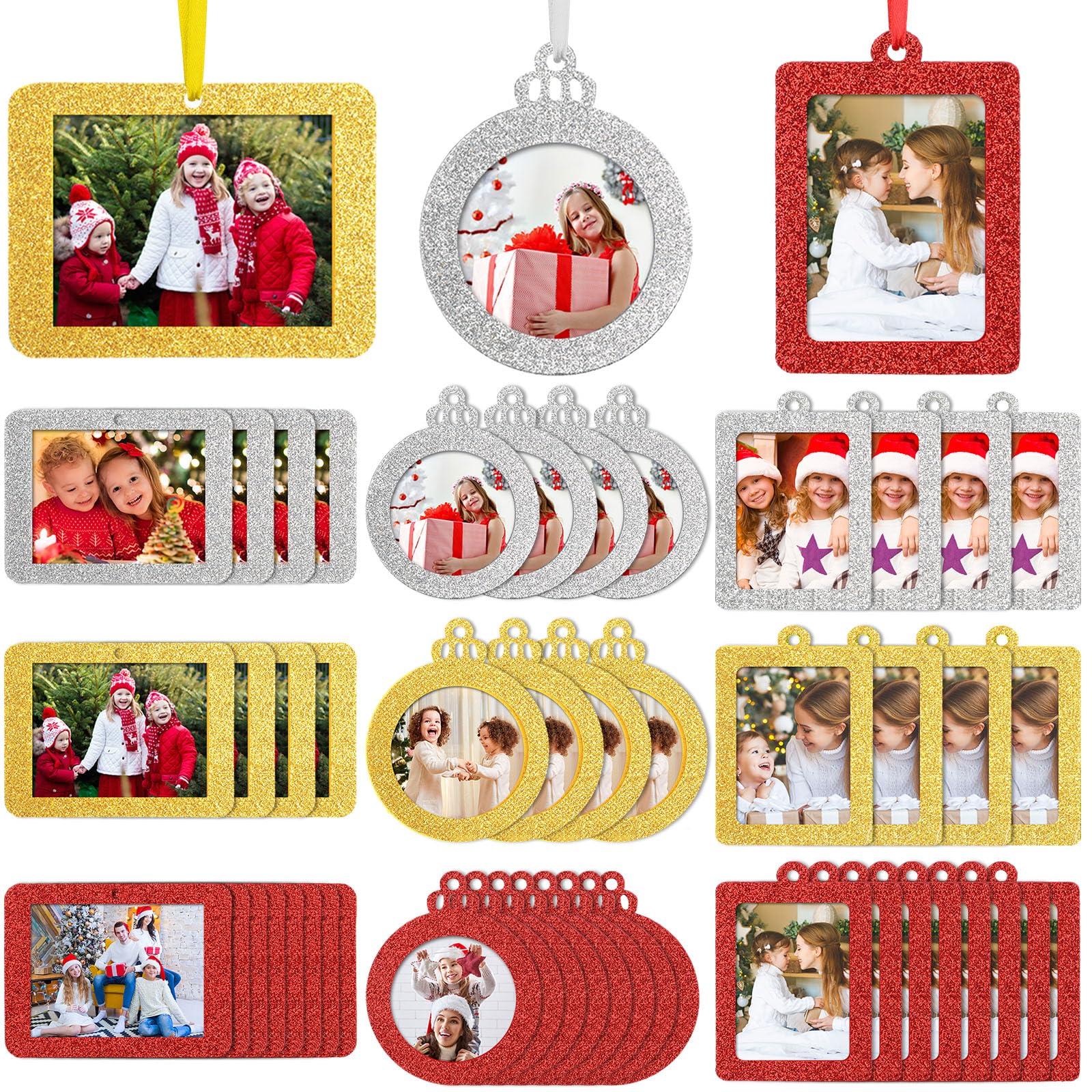 Amazon.com - Queekay 48 Pieces Christmas Photo Ornaments Hanging ...