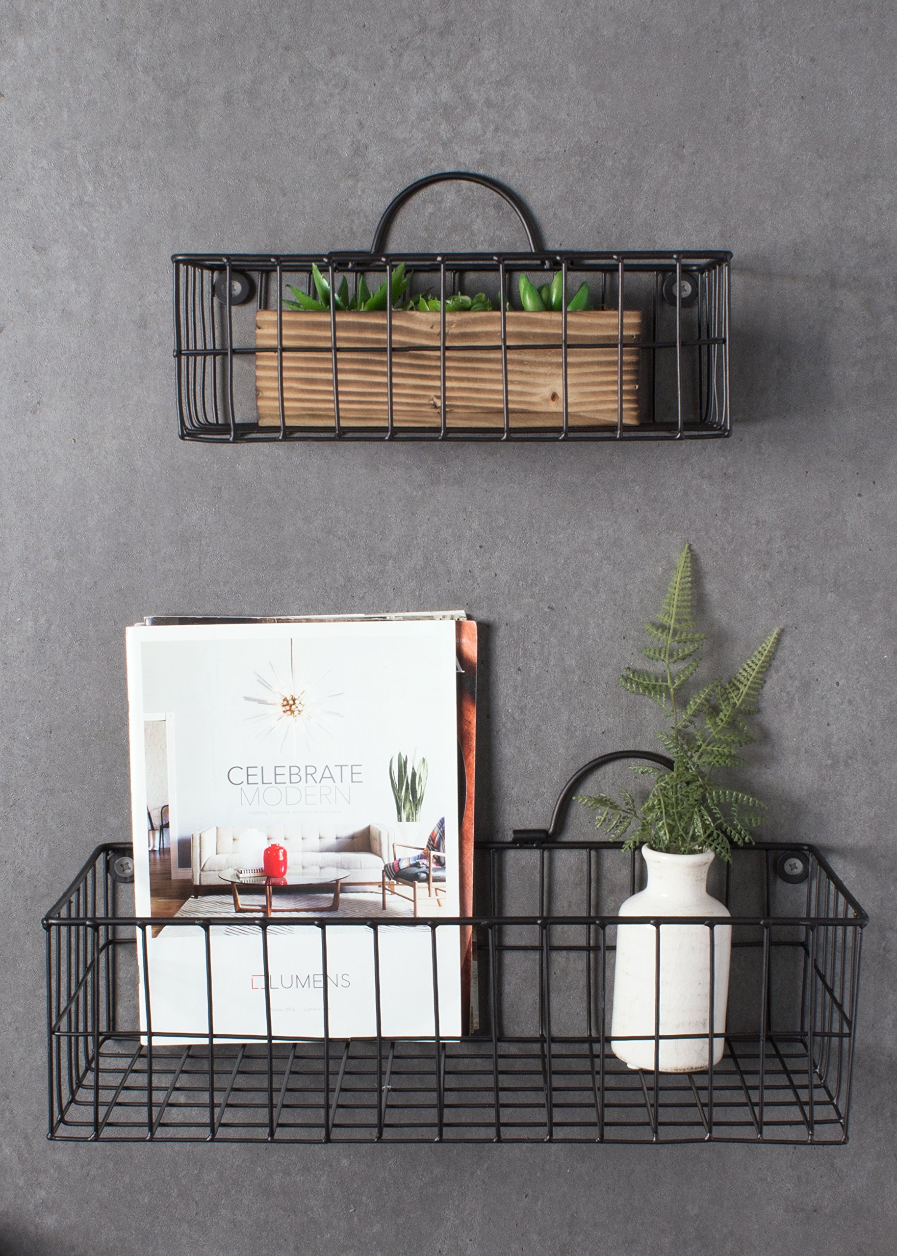 Vintage Wire Wall Baskets Metal Wire Wall Hanging Storage Basket